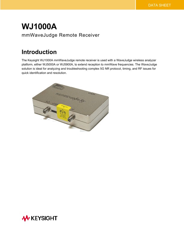 WJ1000A mmWaveJudge Remote Receiver Data Sheet PDF Asset Page | Keysight